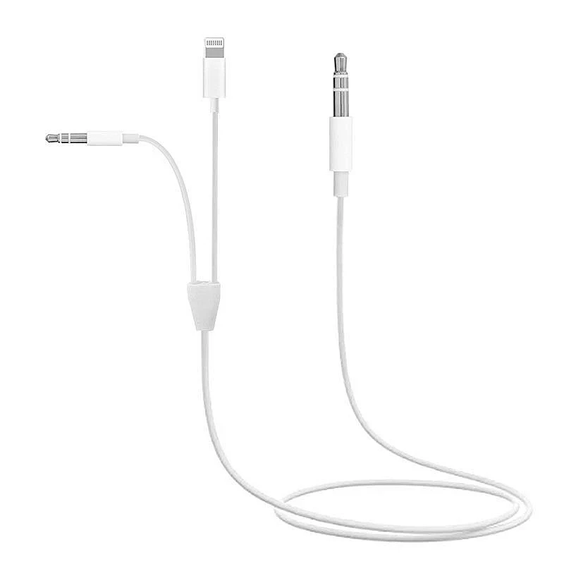 Cable Audio Lightning a Doble Jack 3.5mm Macho con Control de Volumen