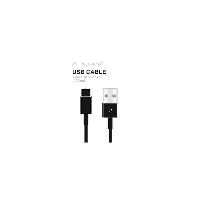 Cables Tipo-C Negro 1 Metro Apokin Caja Tipo Original